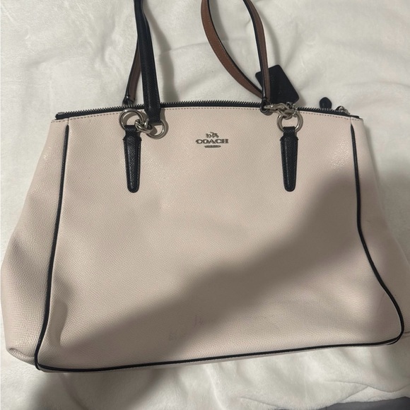 Coach | Bags | Coach Cream And Black Tote Bag | Poshmark